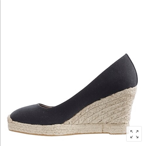 J. Crew | Shoes | J Crew Seville Espadrille Wedges In Black Canvas ...